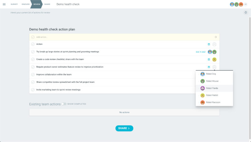 Scrum Values Team Health Check - TeamRetro
